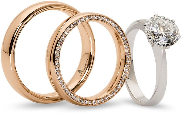 More than 100 models of wedding rings, white-rose-yellow gold